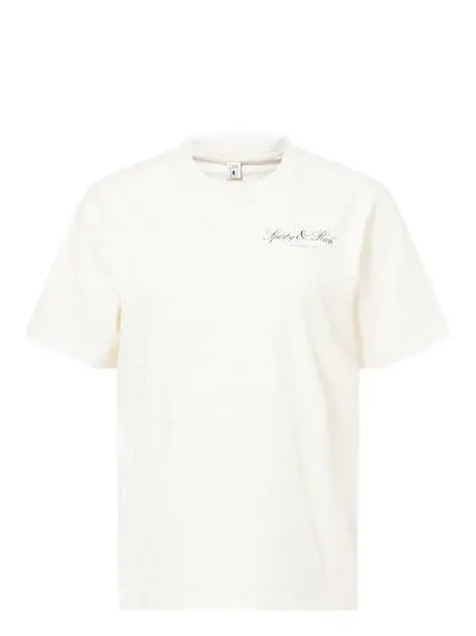 SPORTY & RICH Vendome La Brand-print Cotton-jersey T-shirt - Ecru