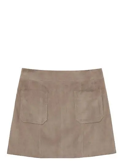 REISS Vida Suede Mini Skirt - Neutral