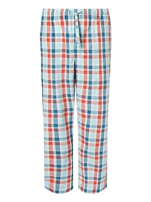 Derek Rose Barker Check Cotton Lounge Trousers - Blue