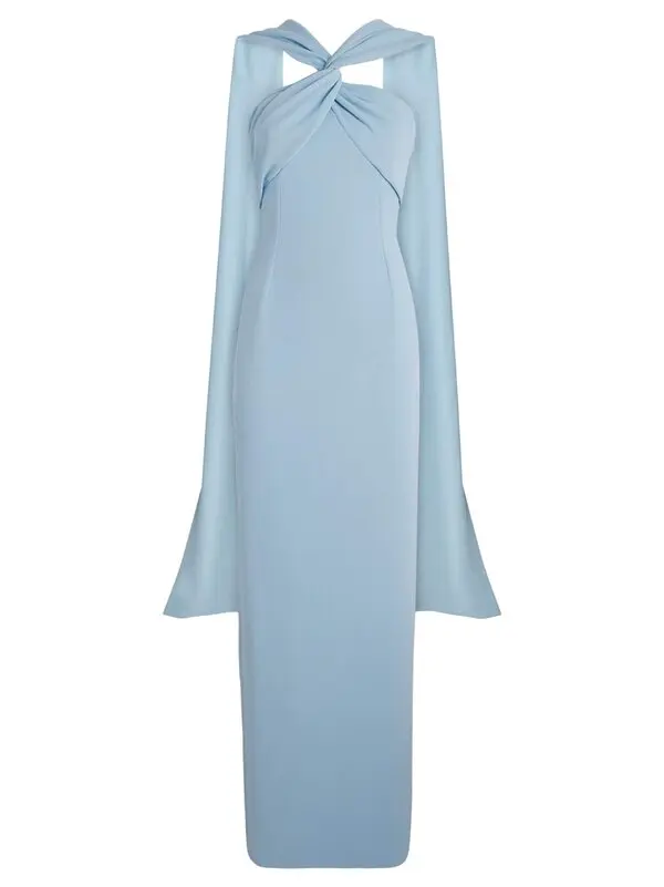 Solace London Crepe Twisted Gown - Blue
