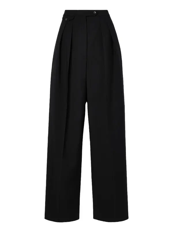 THE ROW Marcellita Pleated Wide-leg Trousers - Black