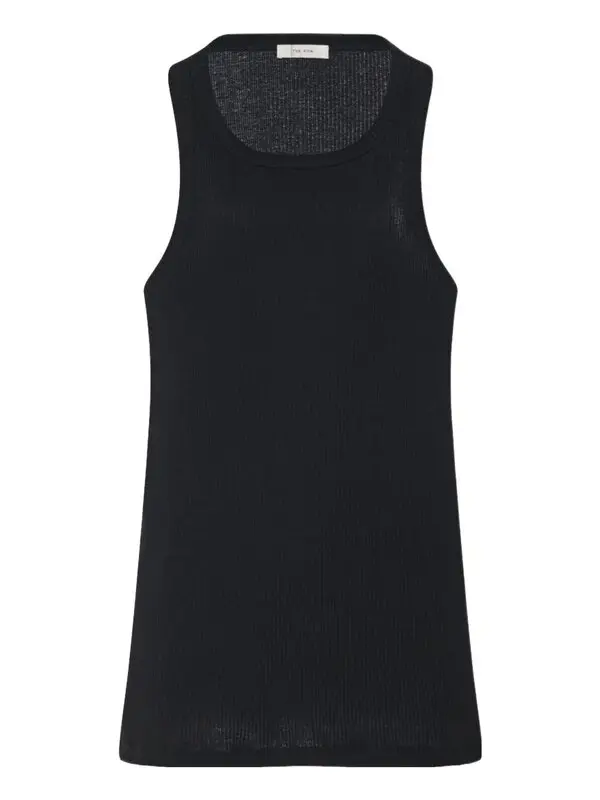 THE ROW Sleeveless Cotton Matte Top With Logo Detail - Black