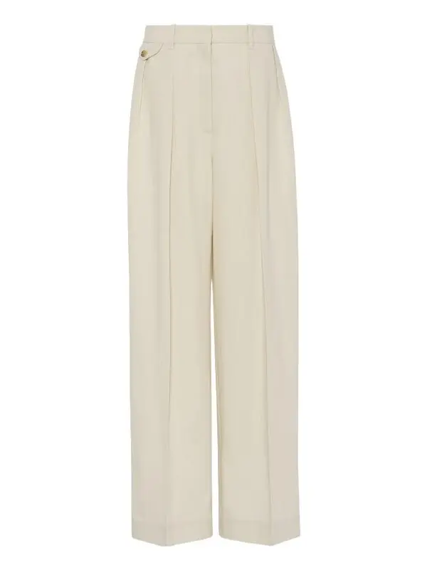 THE ROW Pleated Wool And Silk Casual Pants - Nude