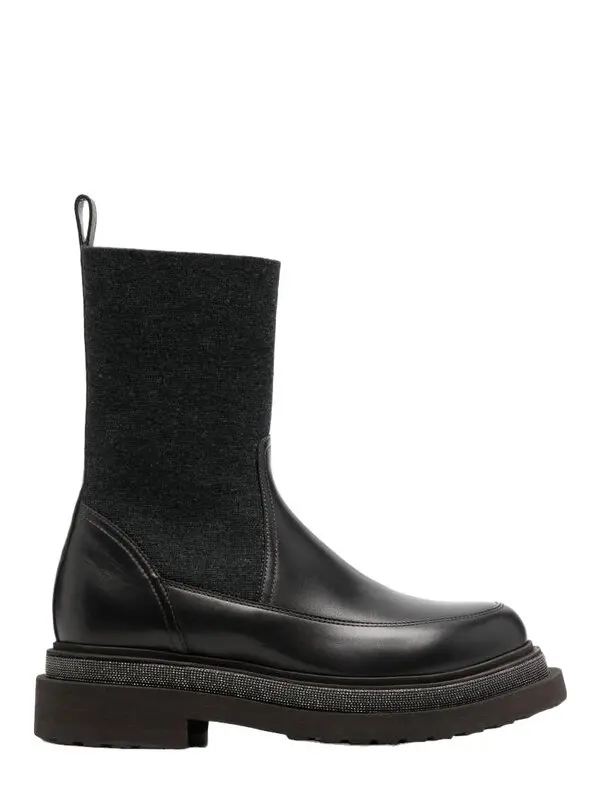 Brunello Cucinelli Leather Ankle Boots - Black