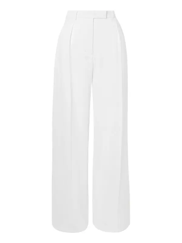 16Arlington Wide-leg Pleated Trousers - White