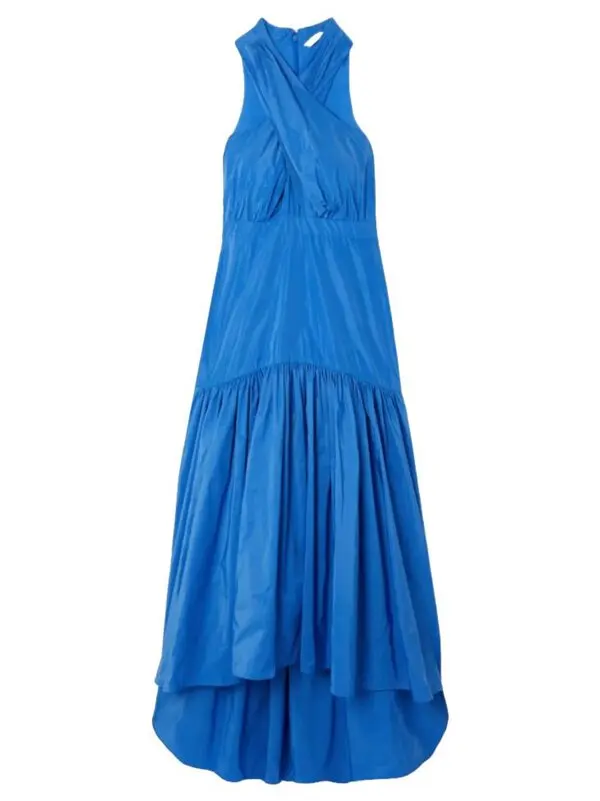 Veronica Beard Radley Tiered Taffeta Midi Dress - Blue