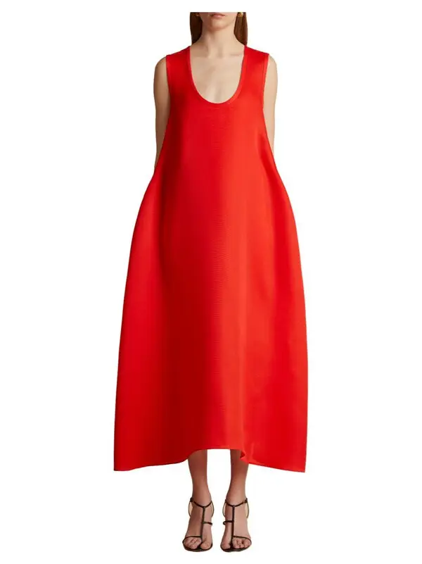 Khaite Sleeveless Scoop Neck Maxi Dress - Red
