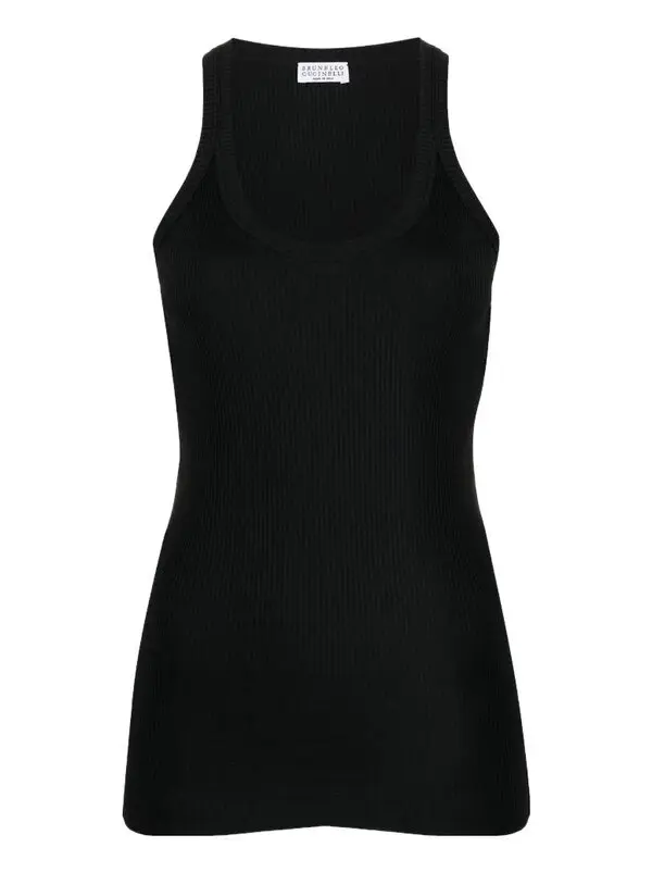 Brunello Cucinelli Ribbed Crewneck Tank Top - Black