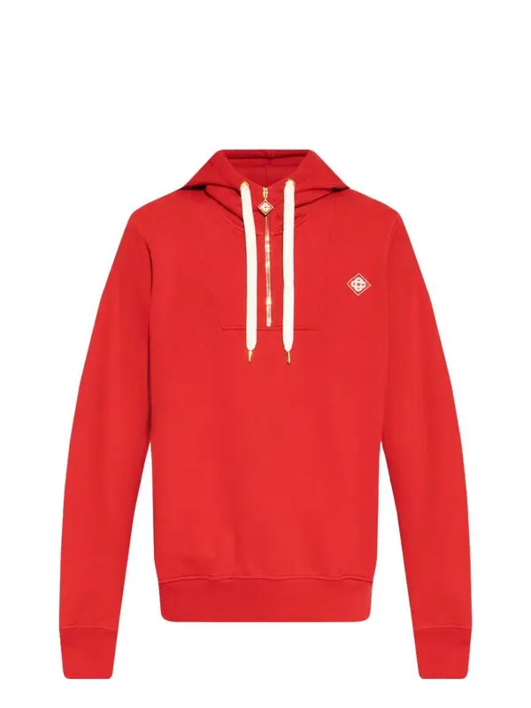 Casablanca Logo-patch Zip-neck Hoodie - Red