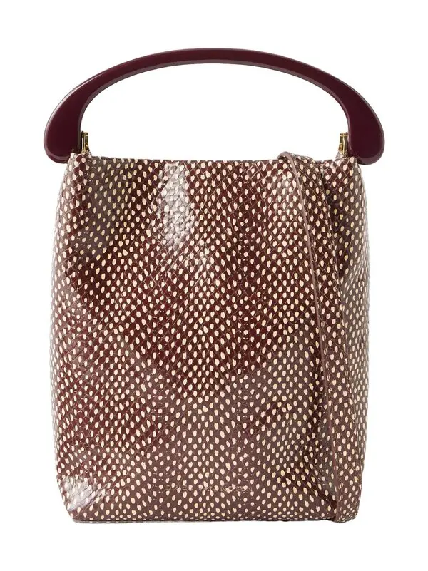 Dries Van Noten Snakeskin-printed Leather Tote Bag - Brown