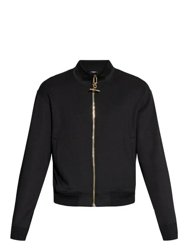 Balmain Zip-up T-bar Detail Track Jacket - Black