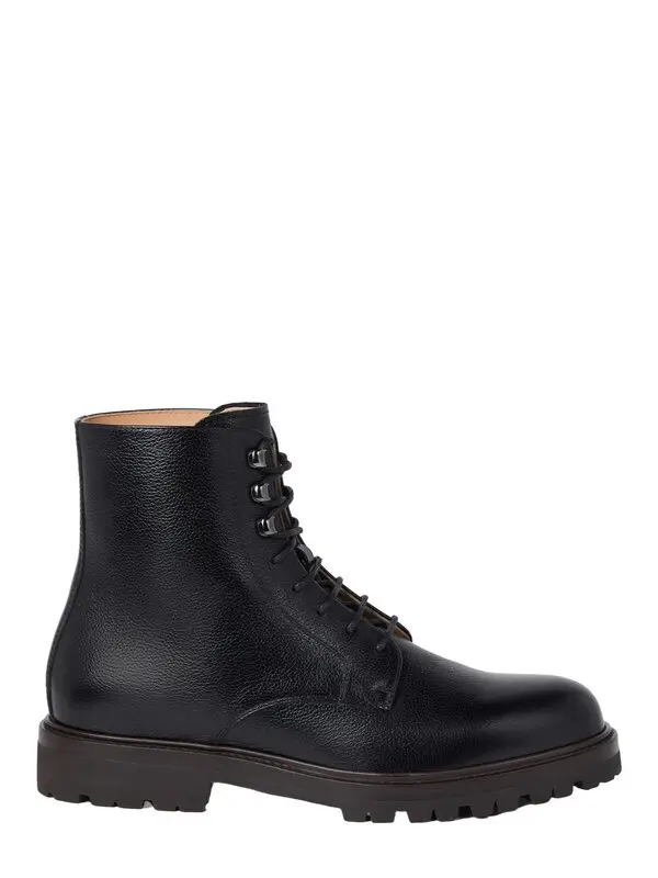 Brunello Cucinelli Lug Sole Lace-up Boots - Black
