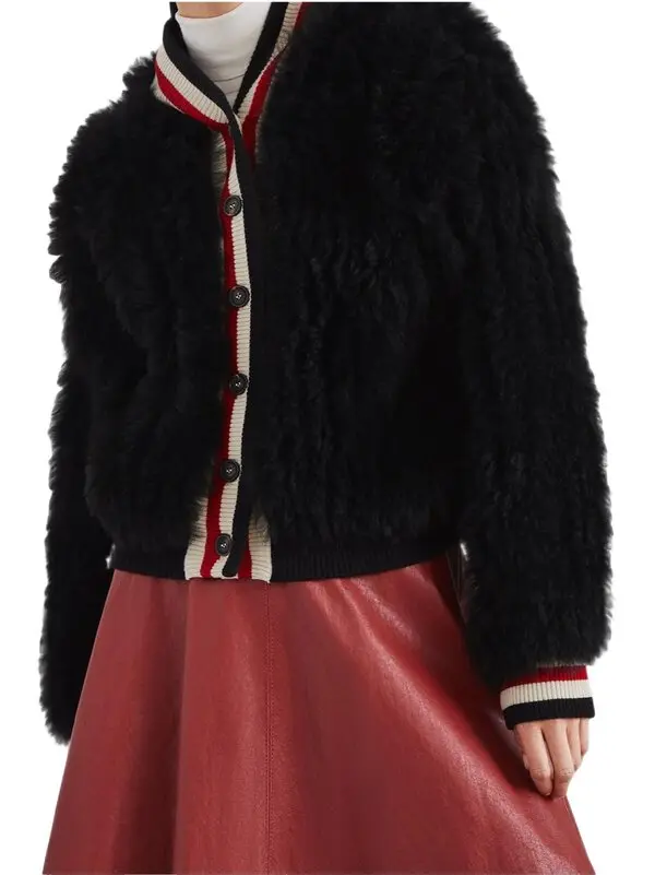 Brunello Cucinelli Shearling Bomber Jacket - Black