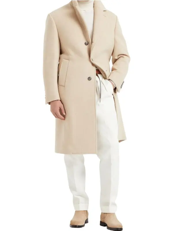 Brunello Cucinelli Single-breasted Coat With Metal Buttons - Beige