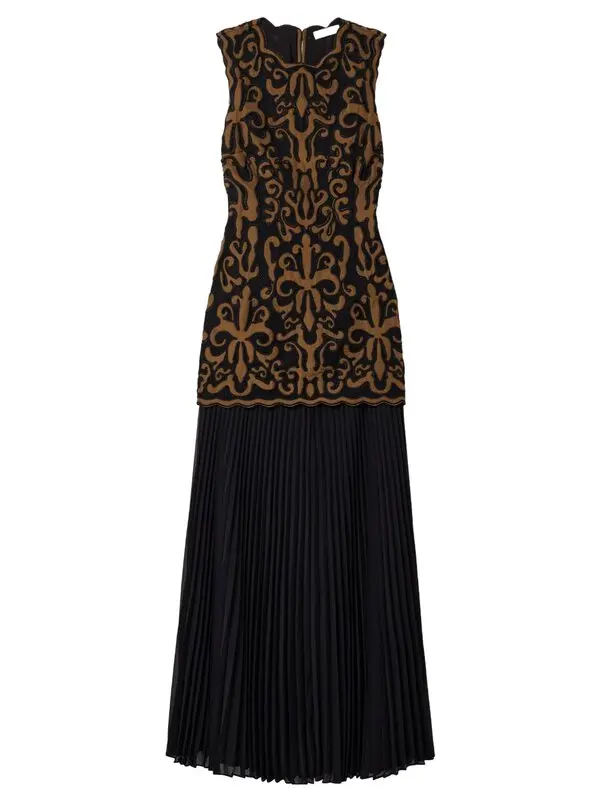 Ulla Johnson Auryn Layered Taffeta, Mesh And Pleated Silk-chiffon Midi Dress - Black