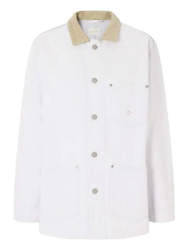 Aimé Leon Dore Corduroy-trimmed Denim Trucker Jacket - White