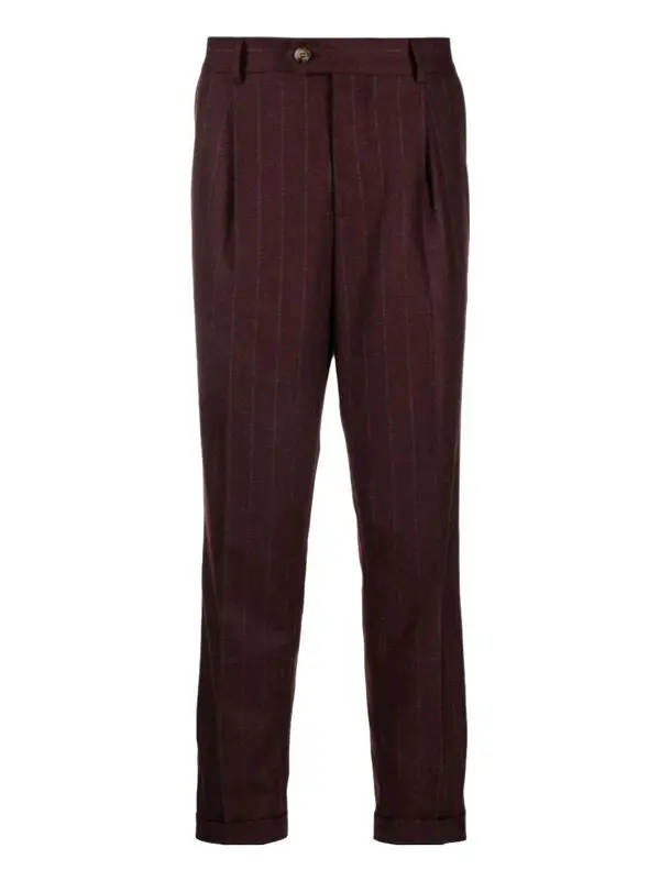Brunello Cucinelli Pinstriped Tailored Trousers - Wine Red