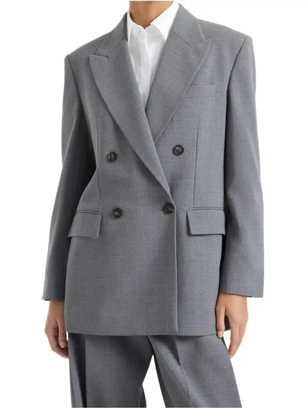 Brunello Cucinelli Double-breasted Wool Blazer - Gray