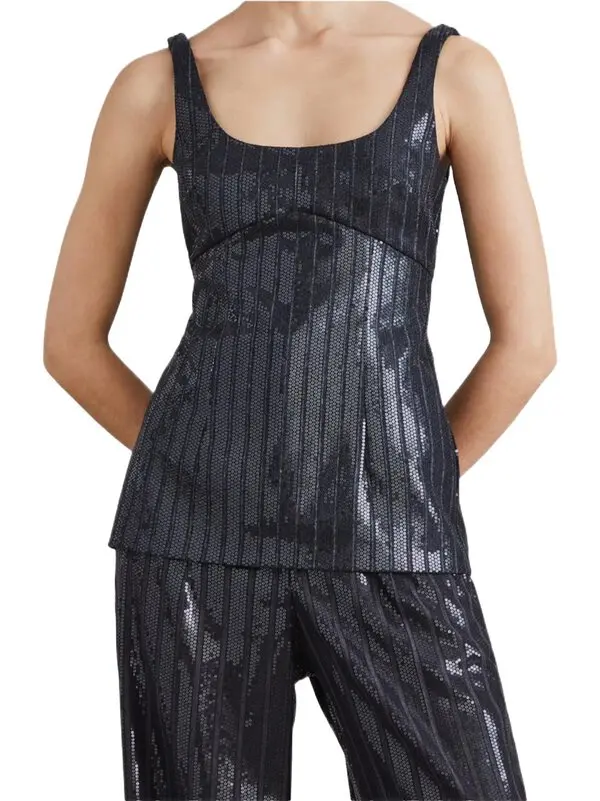 Brunello Cucinelli Sequined Sleeveless Blouse - Grey