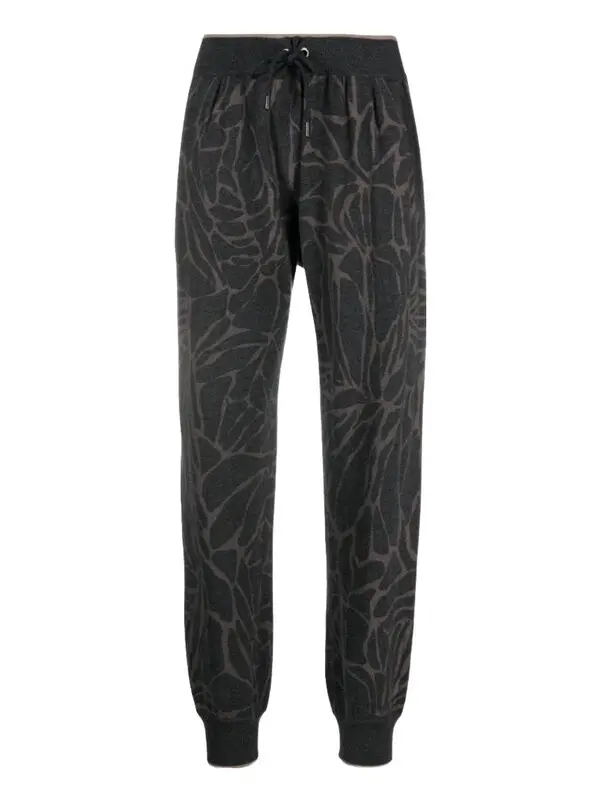 Brunello Cucinelli Pattern-print Pleated Track Pants - Dark Gray