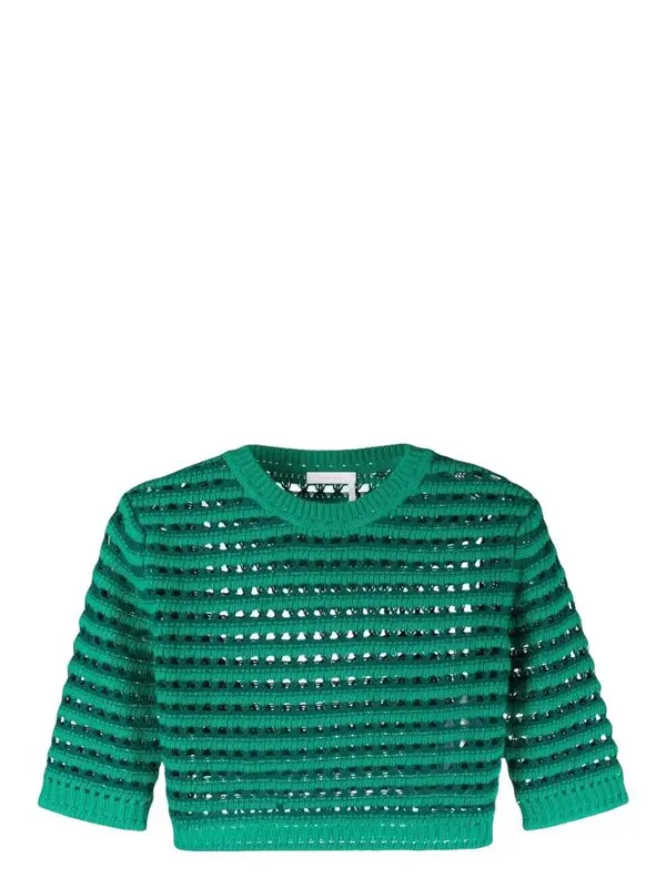 See By Chloé Honeycomb Knit Crop Top - Green