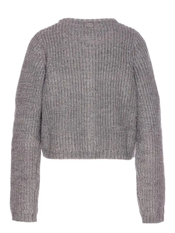 Liu Jo Ribbed-knit Crewneck Cardigan - Gray