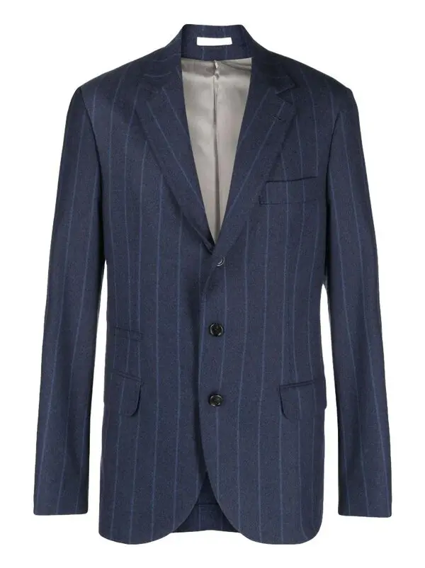 Brunello Cucinelli Pinstripe-pattern Virgin Wool Blazer - Blue