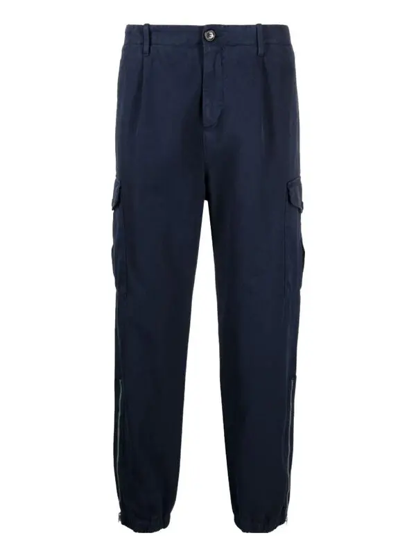 Brunello Cucinelli Straight-leg Cotton Cargo Trousers - Blue