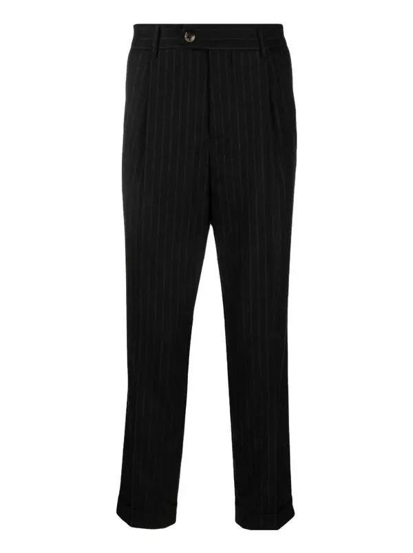Brunello Cucinelli Pinstriped Virgin-wool Trousers - Black