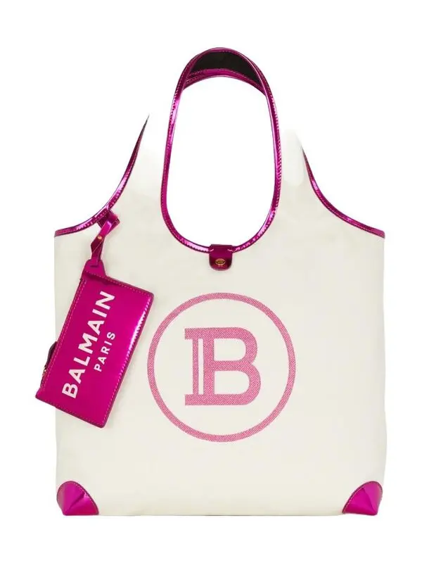 Balmain Mirror-effect Leather And Canvas Grocery Bag - White