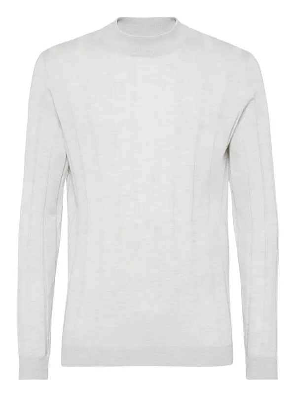 Brunello Cucinelli Ribbed Turtleneck Long-sleeve Jumper - Fog White