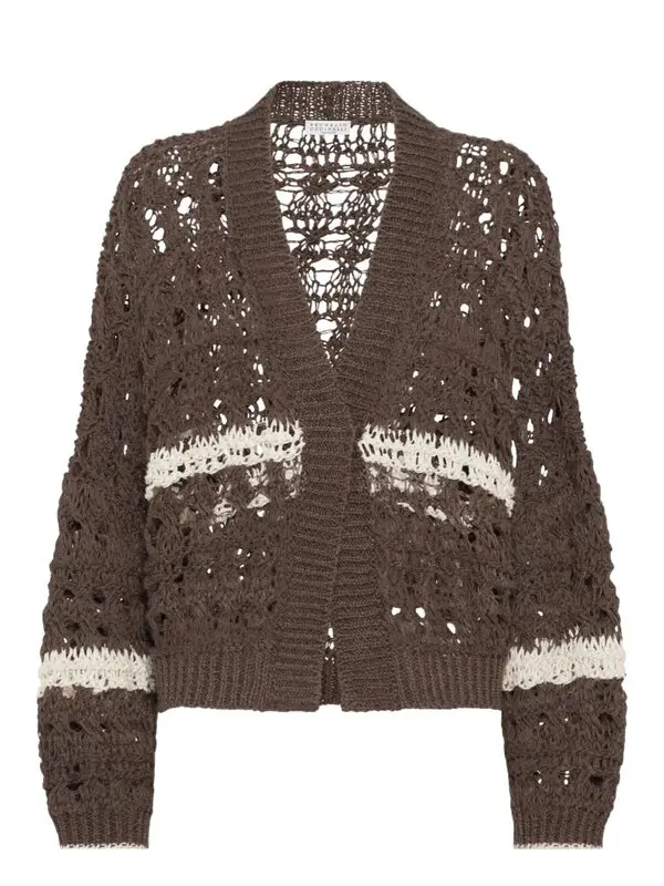 Brunello Cucinelli Open-knit Cardigan - Chocolate