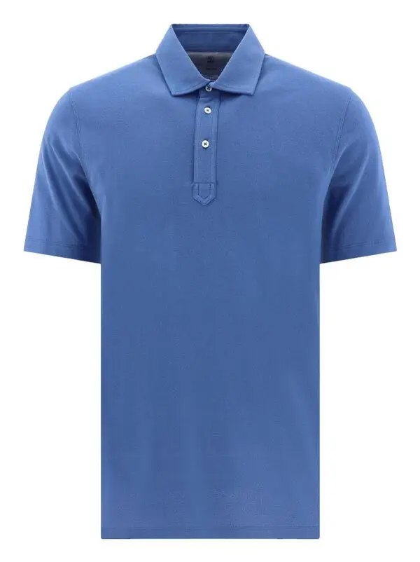 Brunello Cucinelli Short-sleeved Cotton Polo Shirt - Blue
