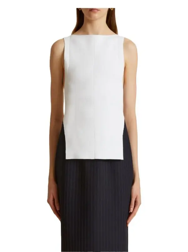 Khaite Crewneck Sleeveless Tank Top - White