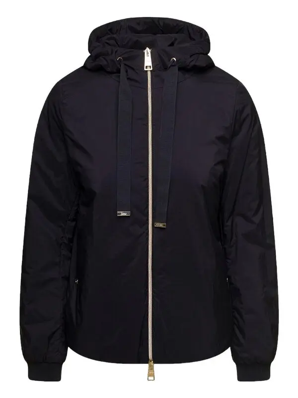 Herno Long Sleeve Drawstring Hood Jacket - Black