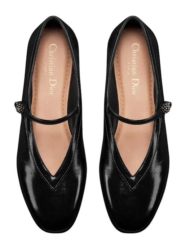 Dior Ballerina Flats With Logo Detail - Black