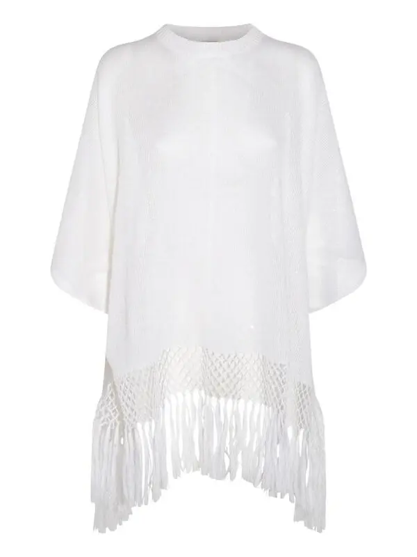 Brunello Cucinelli Asymmetrical Fringed Jumper - White