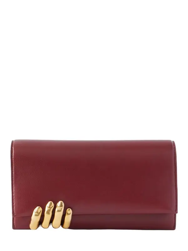 Khaite Embellished Textured Leather Clutch - Red