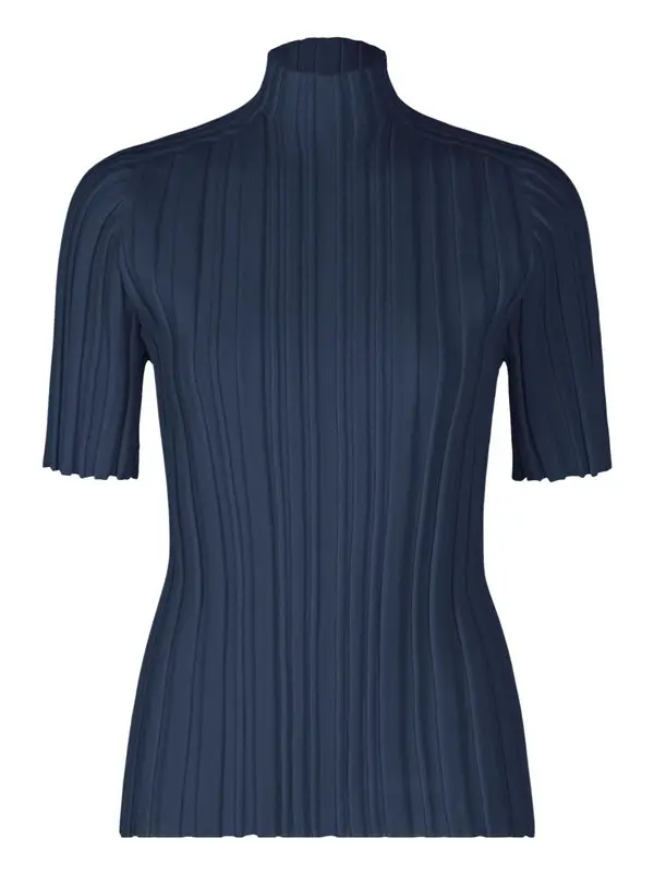 Issey Miyake Ribbed Knit Turtleneck Sweater - Navy