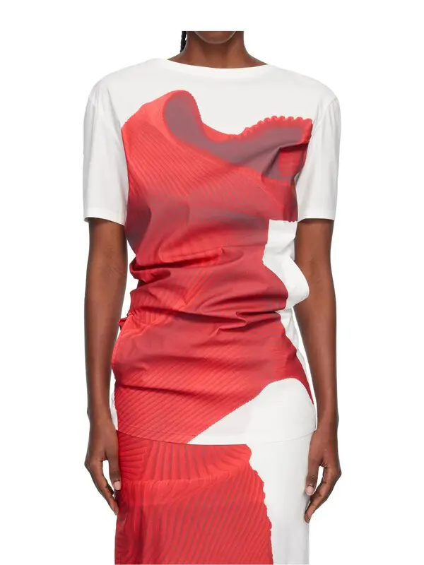 Issey Miyake Printed Knit Top - White And Red