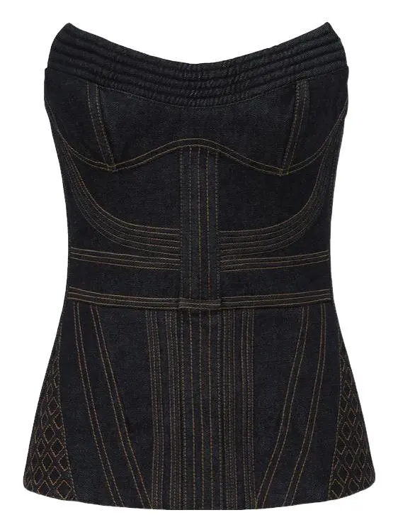 Zimmermann Corded Denim Corset - Night Sky