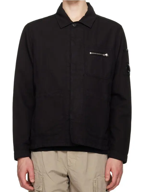 C.P. COMPANY Lapel Long-sleeved Casual Jacket - Black