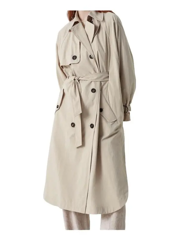 Brunello Cucinelli Double Breasted Trench Coat - Light Beige