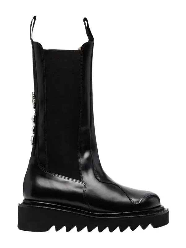Toga Ridged Sole Mid-calf Boots - Black