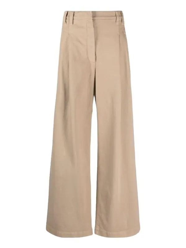 Brunello Cucinelli High-waisted Wide Leg Trousers - Nude