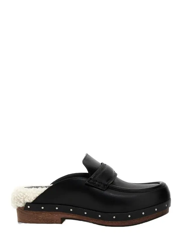 Brunello Cucinelli Shearling Embellished Clogs - Black