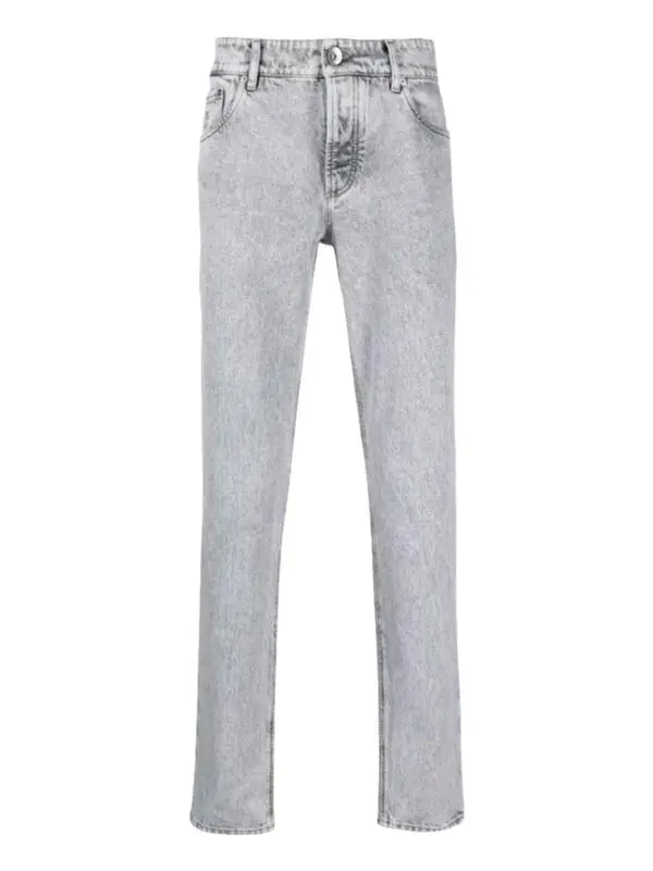 Brunello Cucinelli Stonewashed Slim-fit Jeans - Gray