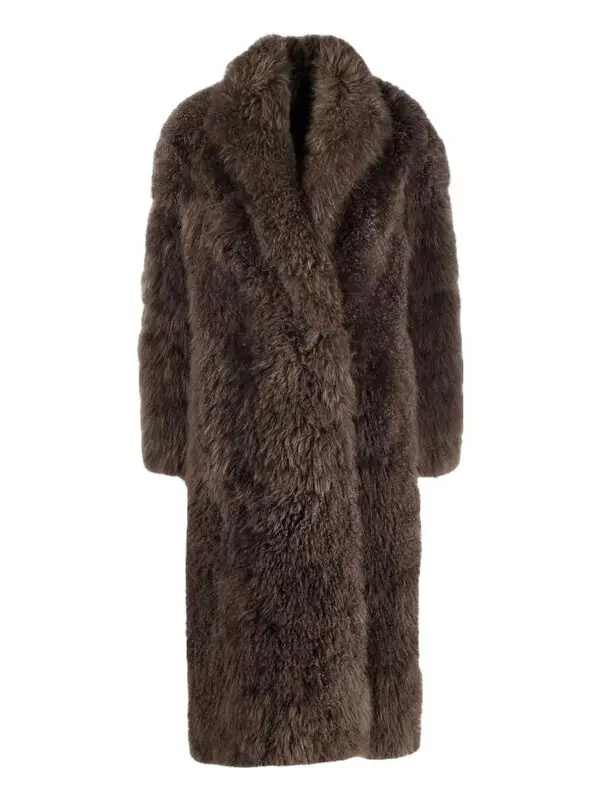 Brunello Cucinelli Single-breasted Fur Coat - Brown