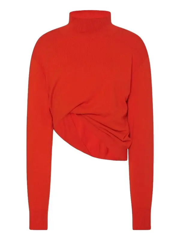 THE ROW High-neck Asymmetrical Cashmere Sweater - Red