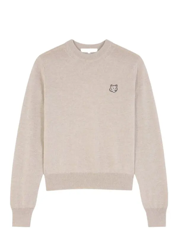 Maison Kitsuné Fox Head Patch Knitted Jumper - Nude